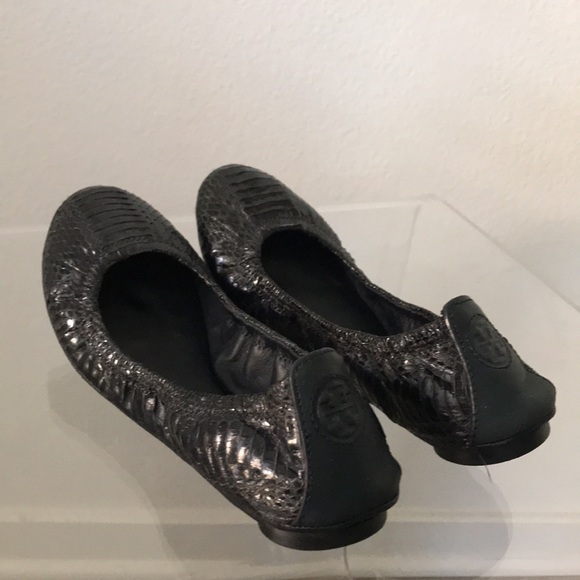 Tory Burch | Shoes | Tory Burch Eddie Snake Embossed Leather Ballet ...